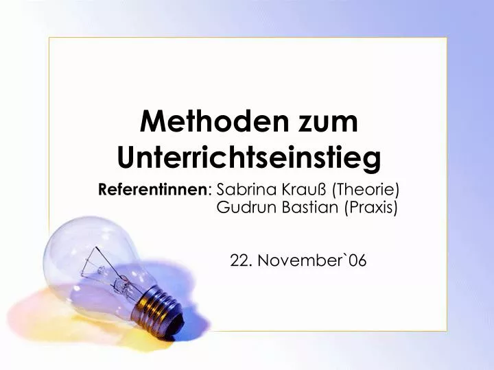 PPT - Methoden zum Unterrichtseinstieg PowerPoint Presentation, free ...