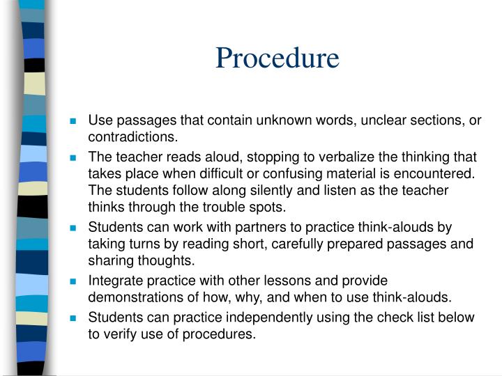 PPT - Think-Aloud Instructional Strategy PowerPoint Presentation - ID ...