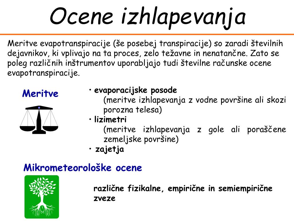 PPT - Izhlapevanje Evaporacija in transpiracija Evapotranspiracija ...