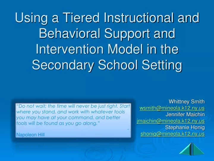 PPT - Using a Tiered Instructional and Behavioral Support and ...