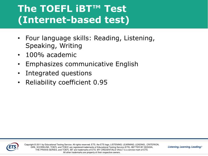 PPT - The TOEFL ® Test PowerPoint Presentation - ID:547089