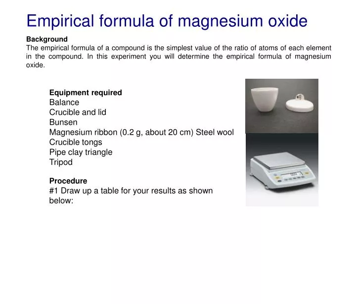 PPT - Empirical formula of magnesium oxide PowerPoint Presentation ...