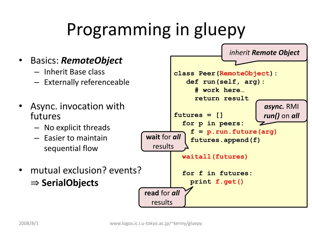 Ppt Gluepy A Simple Distributed Python Programming Framework For Complex Grid Environments