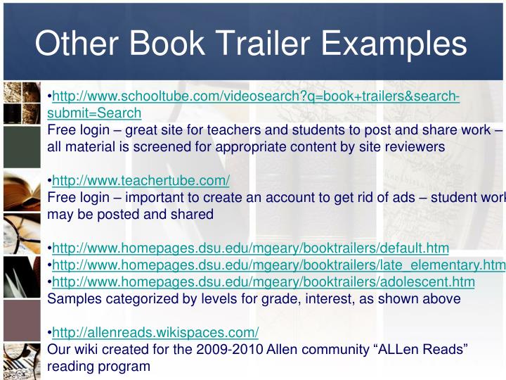 PPT - Digital Book Trailers PowerPoint Presentation - ID:547910