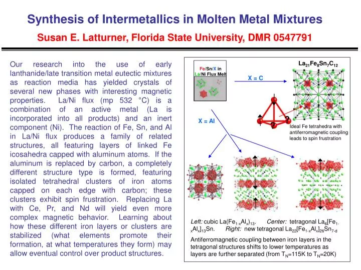 PPT - Synthesis of Intermetallics in Molten Metal Mixtures Susan E. Latturner, Florida State ...