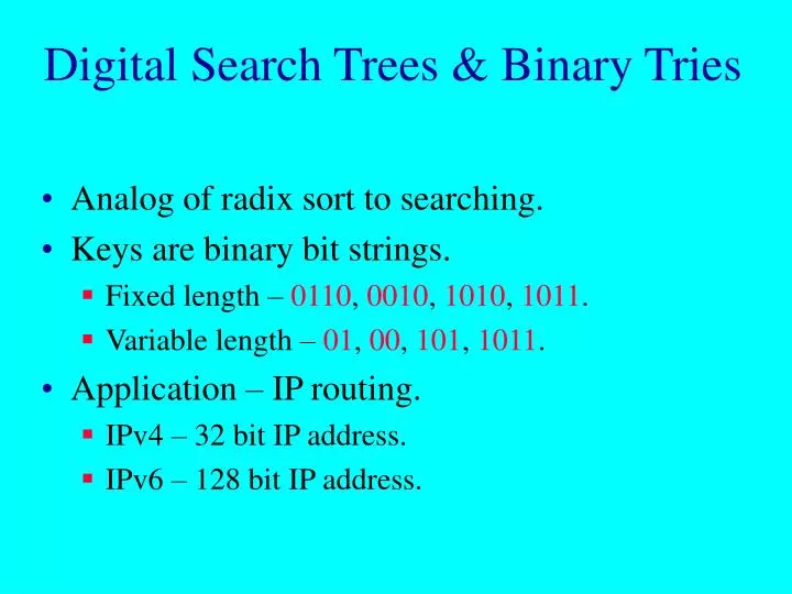 PPT - Digital Search Trees & Binary Tries PowerPoint Presentation, free download - ID:549771