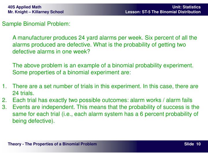 PPT - The Binomial Distribution PowerPoint Presentation - ID:550329