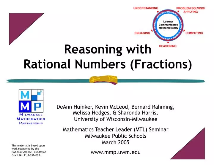 PPT - Reasoning with Rational Numbers (Fractions) PowerPoint ...