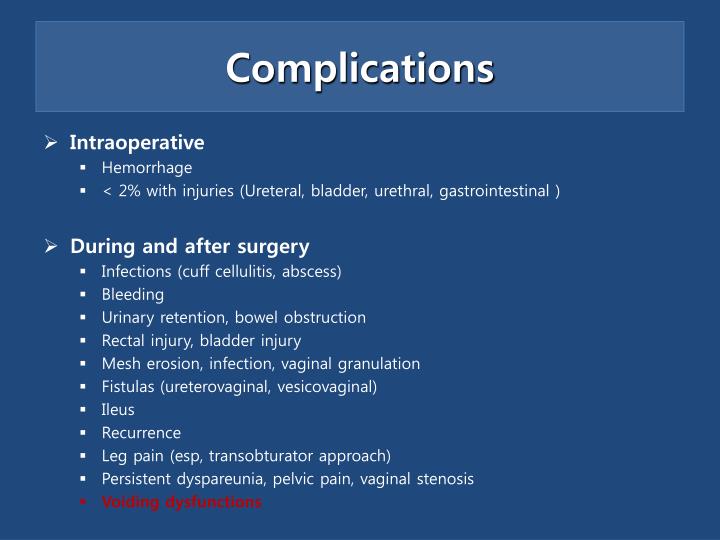 PPT - Complications associated with SUI and POP surgery PowerPoint ...