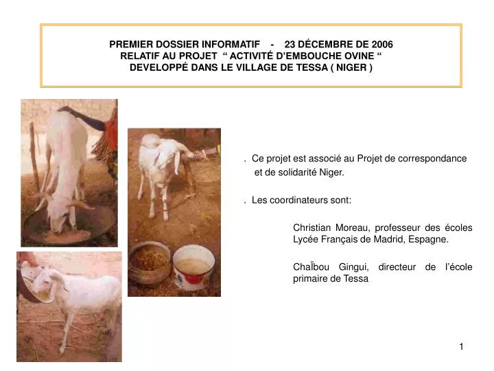 PPT - PREMIER DOSSIER INFORMATIF - 23 DÉCEMBRE DE 2006 RELATIF AU ...