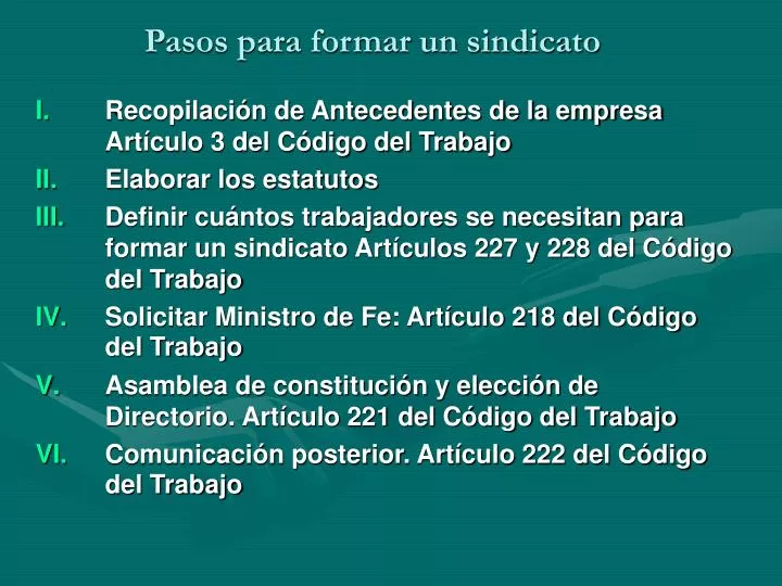 Ppt Pasos Para Formar Un Sindicato Powerpoint Presentation Free