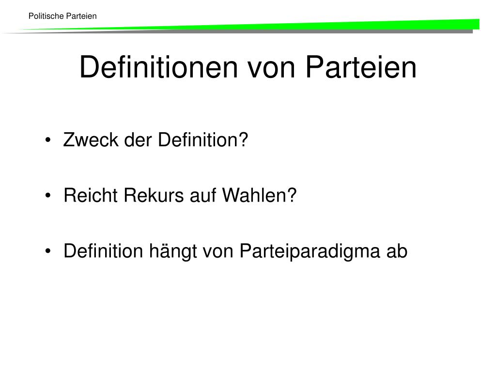 PPT - Teil 1 - Träger politischer Ideen : Parteien PowerPoint ...