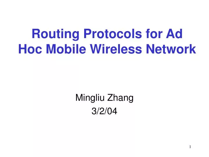 Ppt Routing Protocols For Ad Hoc Mobile Wireless Network Powerpoint