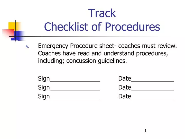PPT - Track Checklist of Procedures PowerPoint Presentation, free ...
