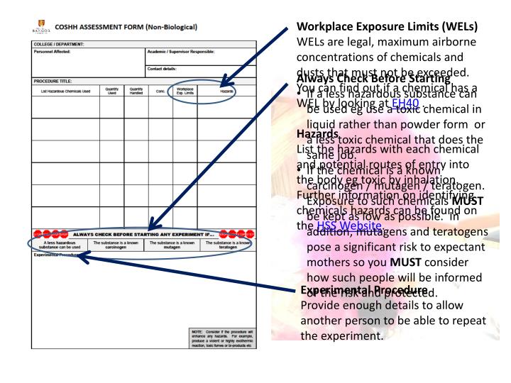 PPT - COSHH ASSESSMENT TRAINING PowerPoint Presentation - ID:559593