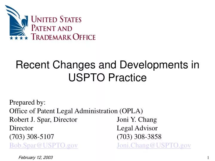 PPT - Recent Changes and Developments in USPTO Practice PowerPoint ...