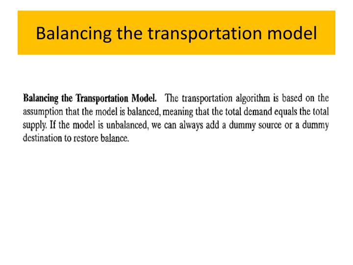 PPT - Transportation models and its variants PowerPoint Presentation ...