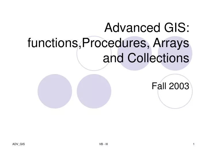 Ppt Advanced Gis Functionsprocedures Arrays And Collections Powerpoint Presentation Id567719 