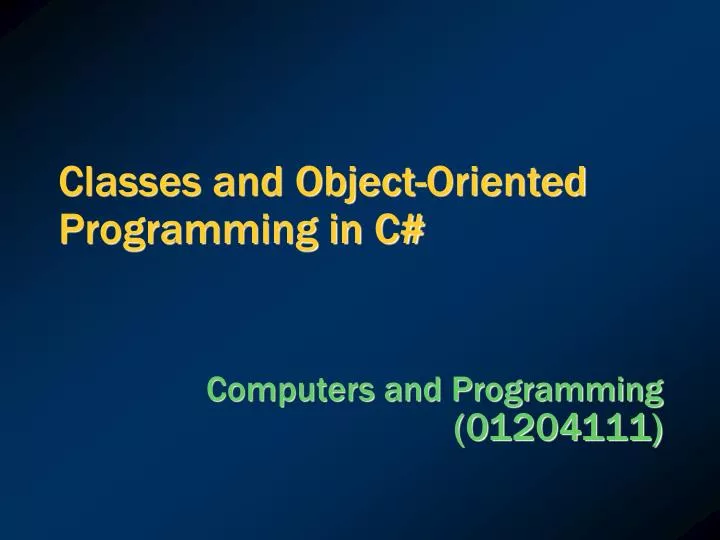 Ppt Classes And Object Oriented Programming In C Powerpoint