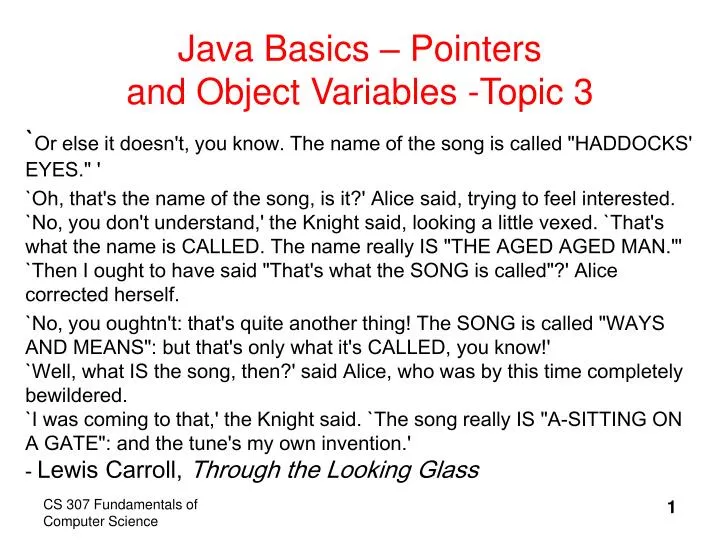Ppt Java Basics Pointers And Object Variables Topic 3 Powerpoint Presentation Id568333