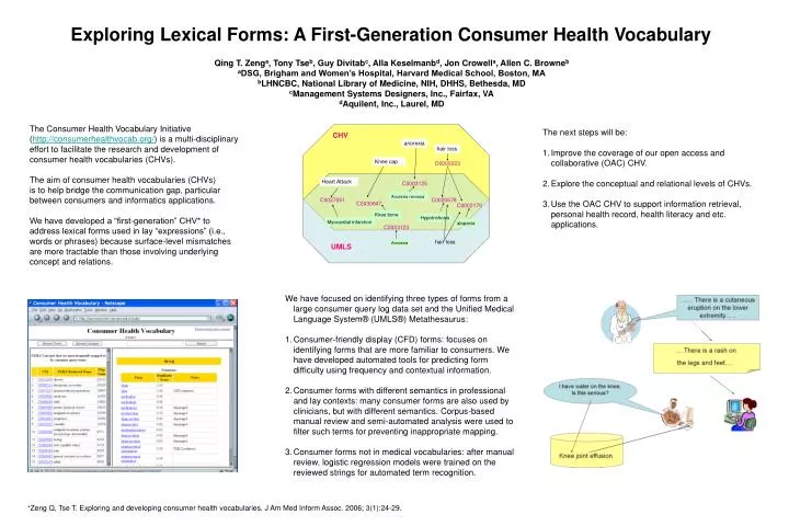 PPT - Exploring Lexical Forms: A First-Generation Consumer Health ...