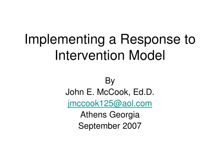 PPT - Implementing a Response to Intervention Model PowerPoint ...