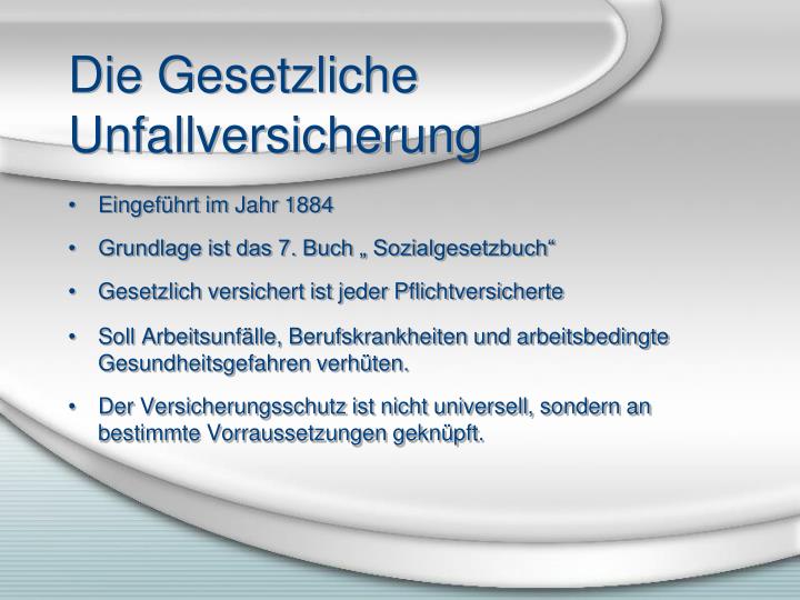 PPT - Unfallversicherung PowerPoint Presentation - ID:572459