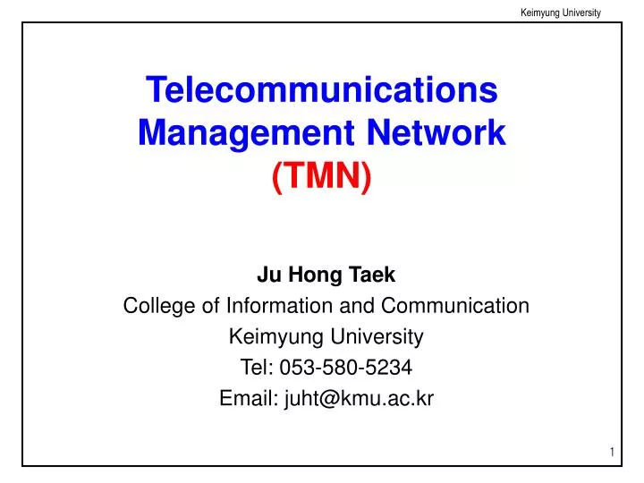 PPT - Telecommunications Management Network (TMN) PowerPoint ...