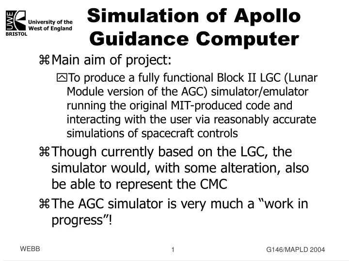 PPT - Simulation of Apollo Guidance Computer PowerPoint Presentation ...