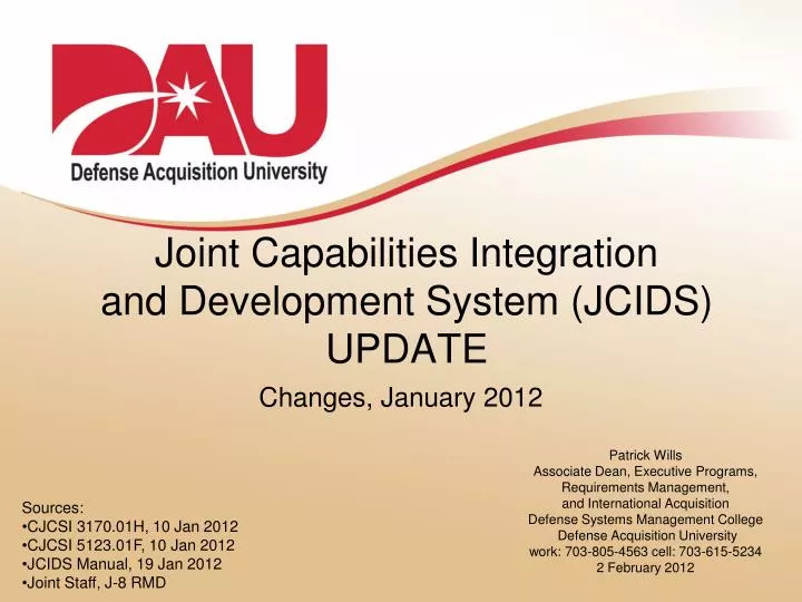 PPT - Joint Capabilities Integration and Development System (JCIDS ...