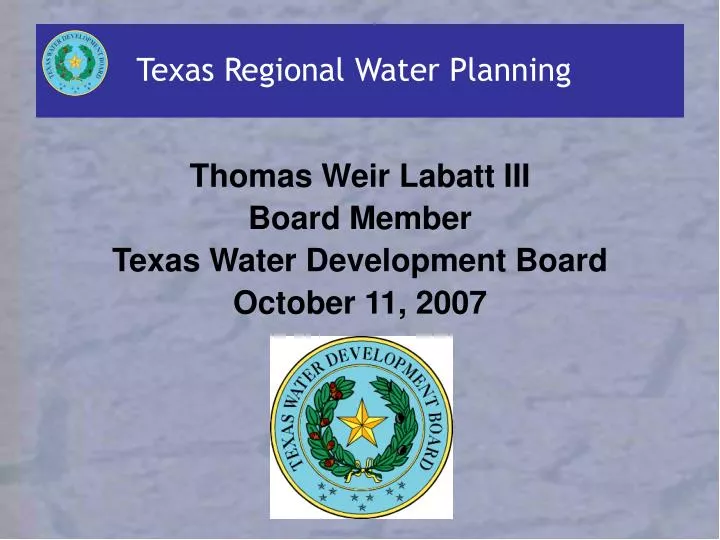 PPT - Texas Regional Water Planning PowerPoint Presentation, free ...
