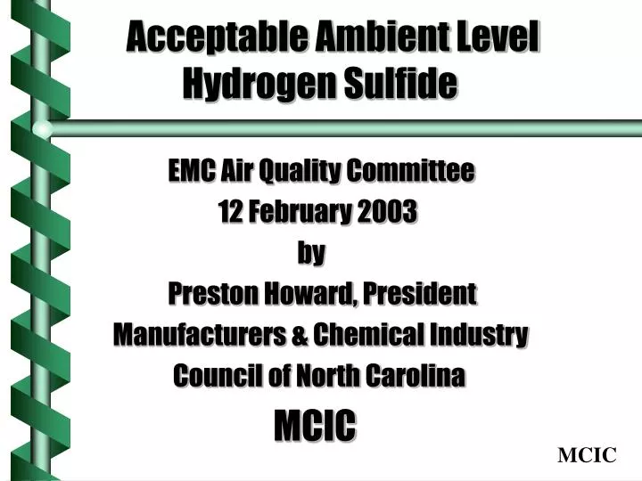 PPT - Acceptable Ambient Level Hydrogen Sulfide PowerPoint Presentation ...