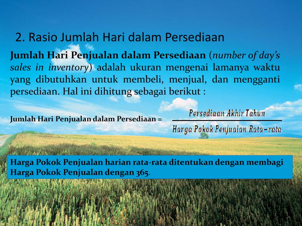 PPT - ANALISIS RASIO PERPUTARAN PERSEDIAAN DAN JUMLAH HARI PENJUALAN ...