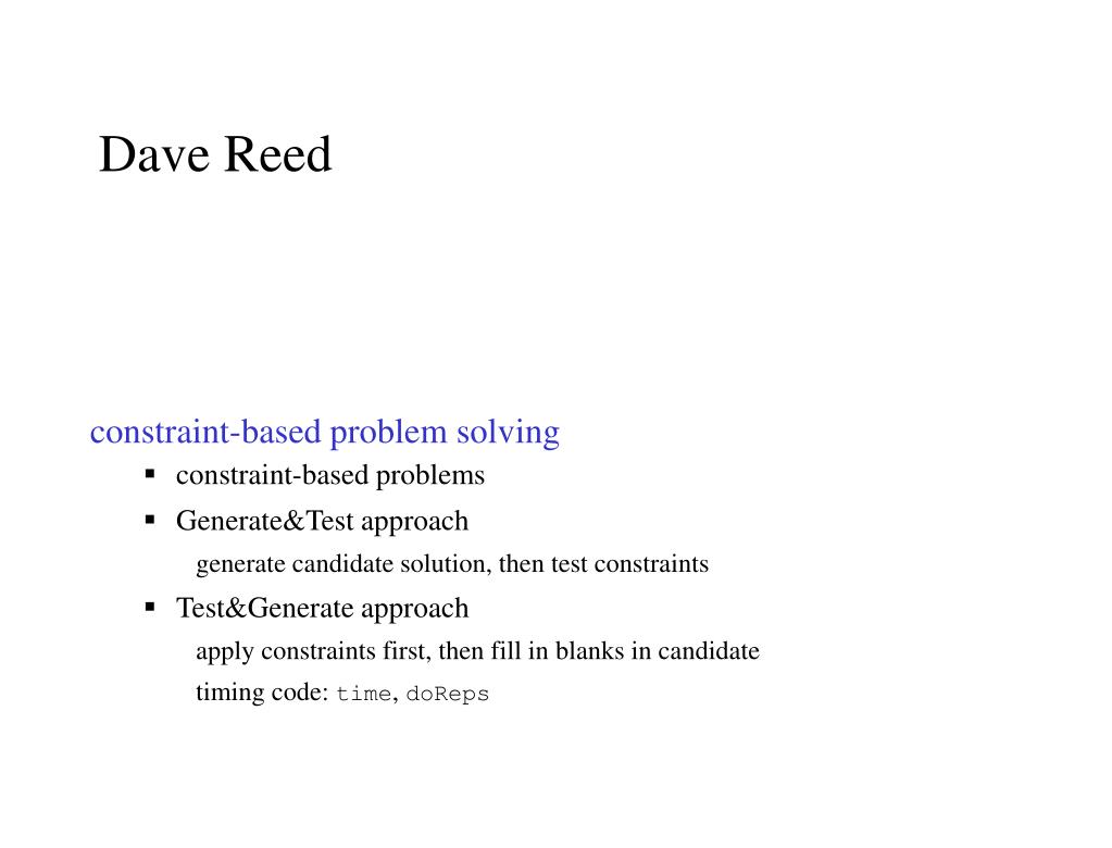 Ppt Constraint Based Problem Solving Constraint Based Problems Generateandtest Approach Generate