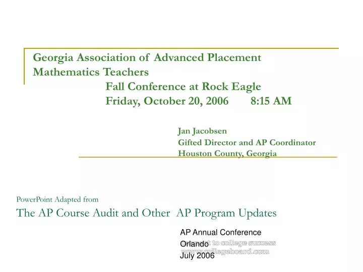 PPT - PowerPoint Adapted from The AP Course Audit and Other AP Program ...