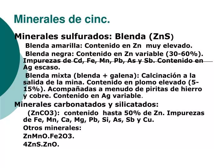 PPT - Minerales de cinc. PowerPoint Presentation, free download - ID:582317