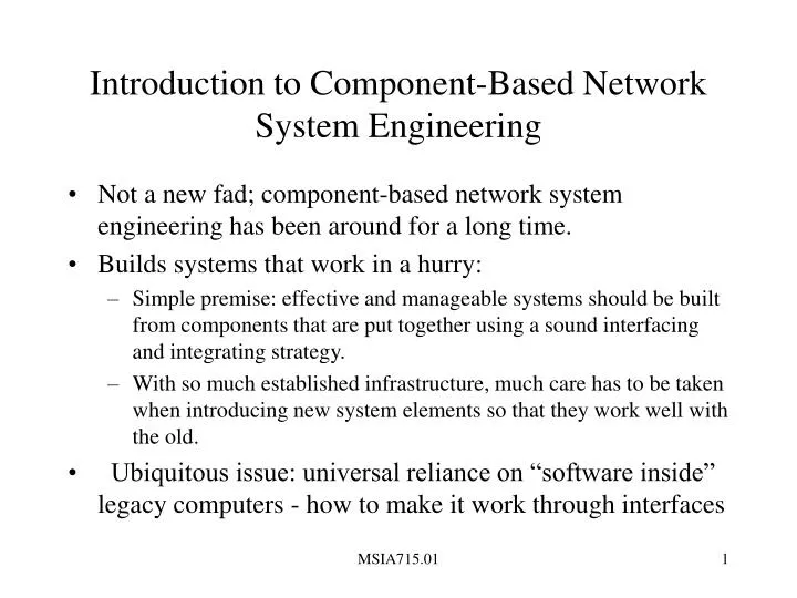 PPT - Introduction to Component-Based Network System Engineering PowerPoint Presentation - ID:582971
