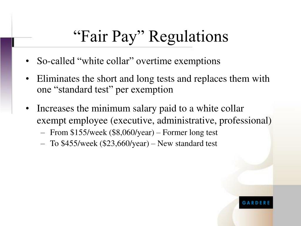 PPT - The Fair Labor Standards Act: Old Law, Brand New Regulations ...