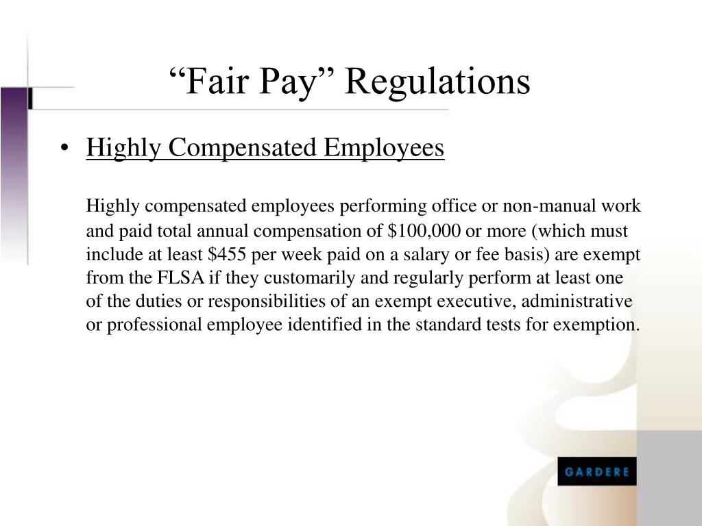 PPT - The Fair Labor Standards Act: Old Law, Brand New Regulations ...