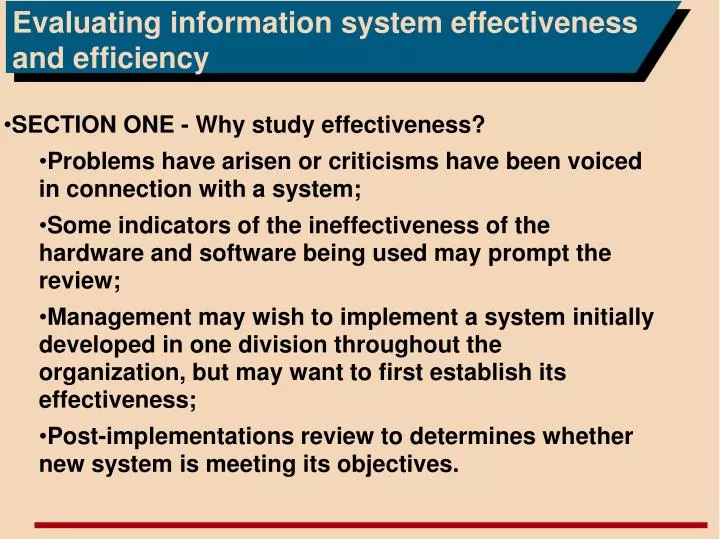 PPT - Evaluating information system effectiveness and efficiency ...