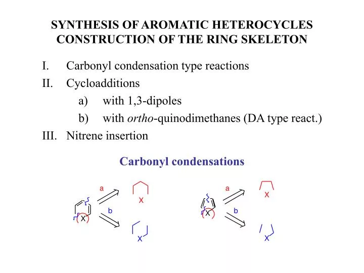 PPT - SYNTHESIS OF AROMATIC HETEROCYCLES CONSTRUCTION OF THE RING ...