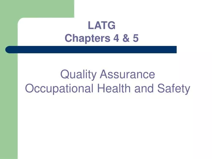 PPT - Quality Assurance Occupational Health and Safety PowerPoint ...