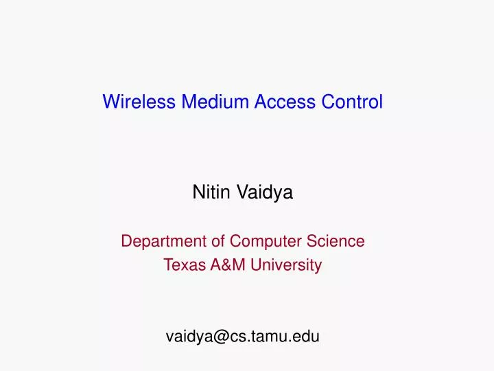 PPT - Wireless Medium Access Control PowerPoint Presentation, free ...