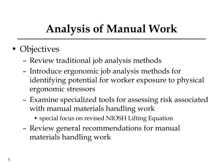 PPT - Analysis of Manual Work PowerPoint Presentation, free download ...