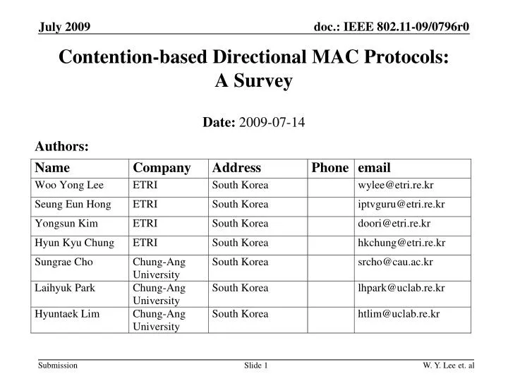 PPT - Contention-based Directional MAC Protocols: A Survey PowerPoint ...