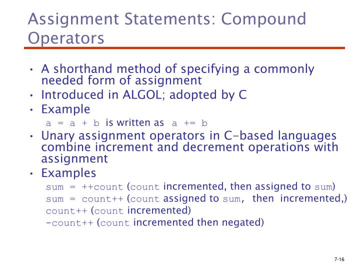 PPT - Chapter 7: Expressions and Assignment Statements PowerPoint ...