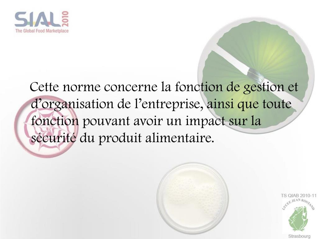 PPT - La norme ISO 22000 et sa place dans les entreprises PowerPoint ...