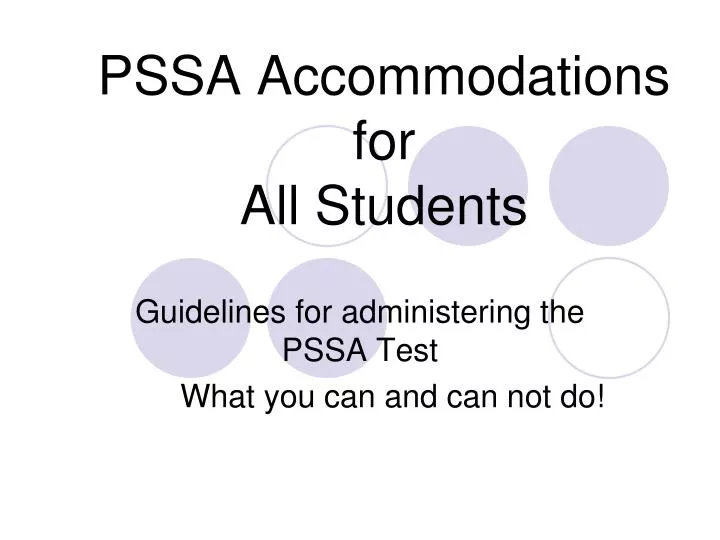 PPT - PSSA Accommodations for All Students PowerPoint Presentation ...