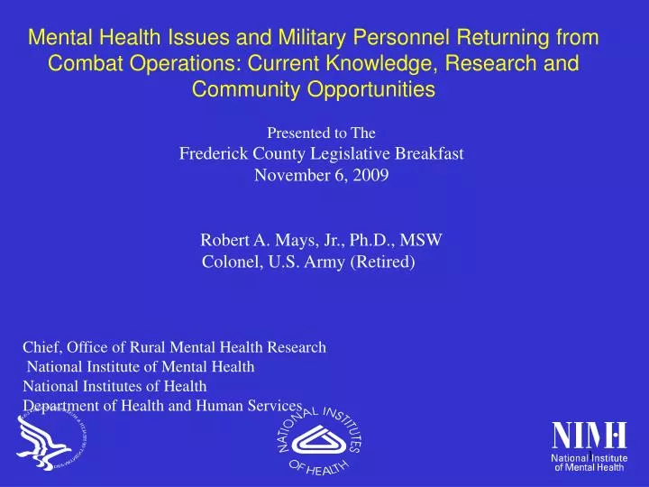PPT - Mental Health Issues and Military Personnel Returning from Combat ...