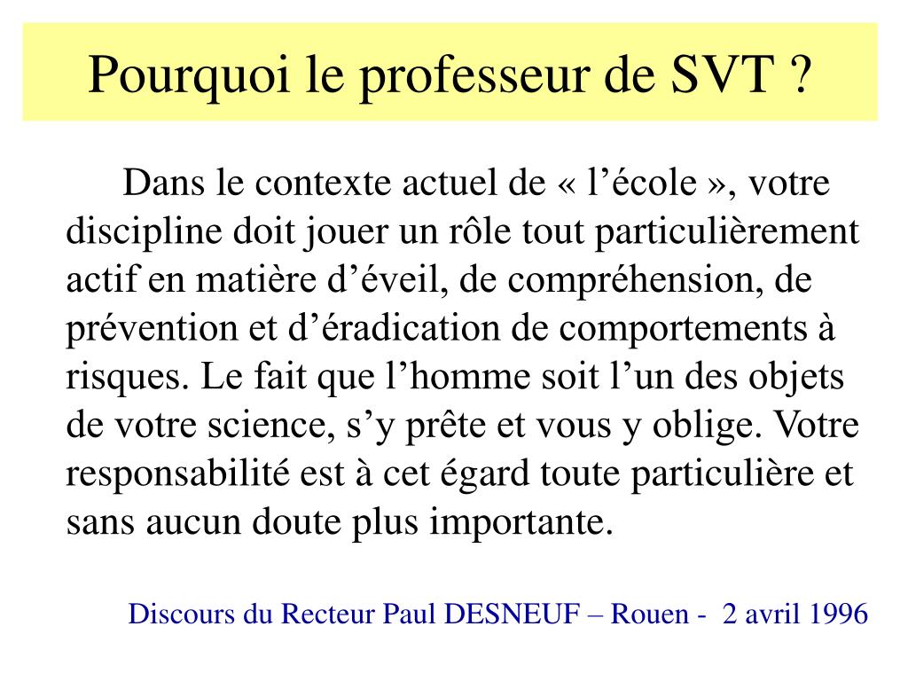 PPT - Les responsabilités du Professeur de SVT PowerPoint Presentation ...